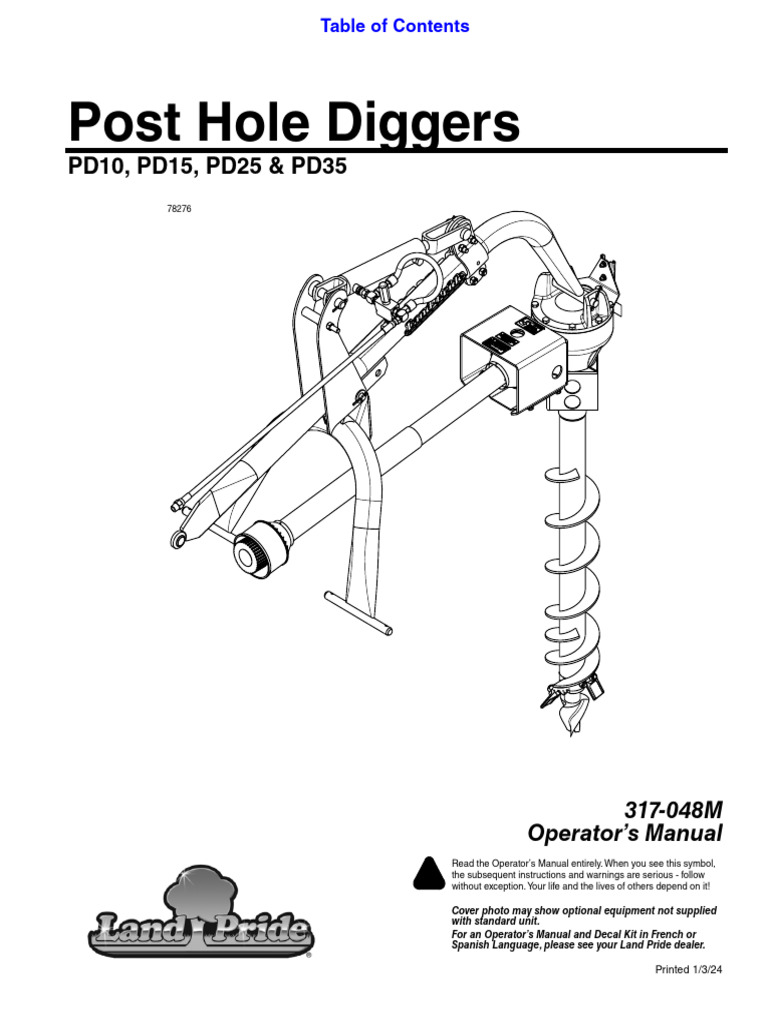 Post Hole Diggers: PD10, PD15, PD25 & PD35 | PDF