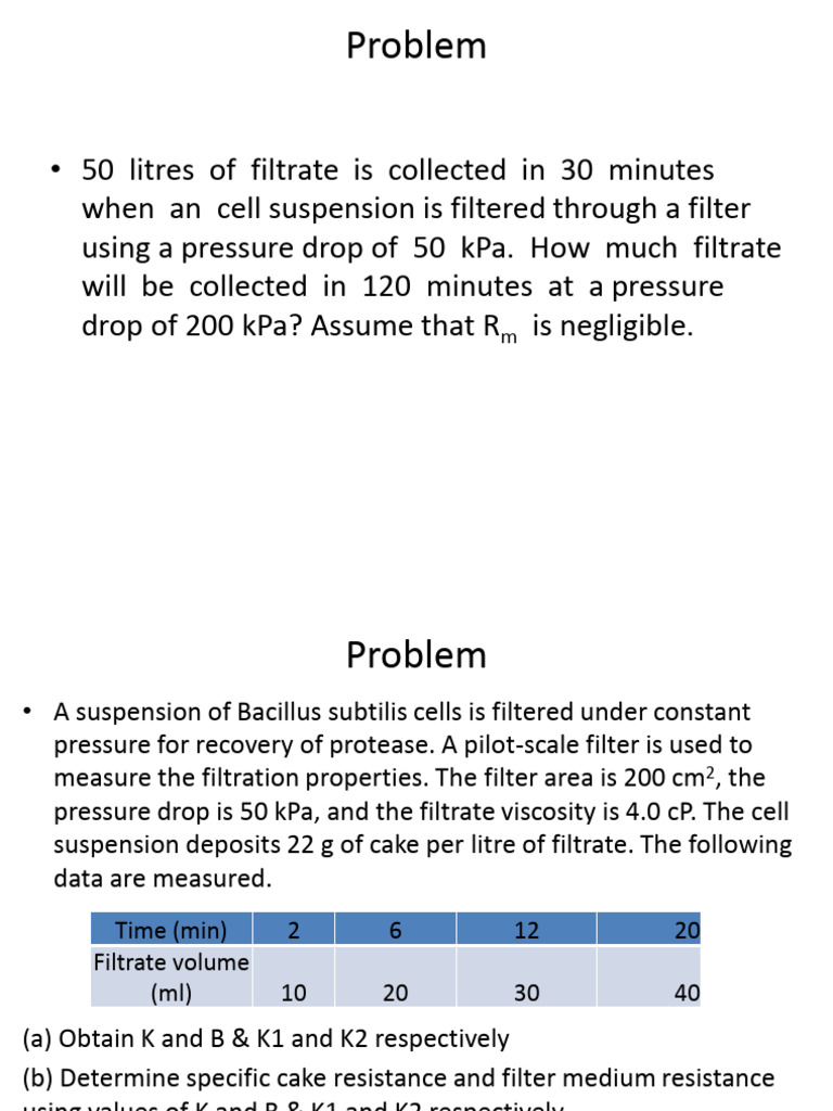 Filtration Problems I | PDF