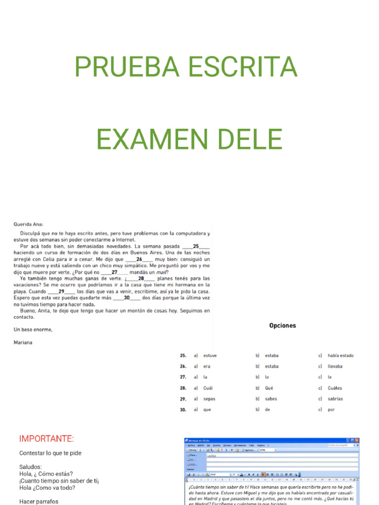 DELE A2 Prueba Escrita | PDF