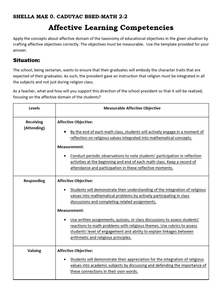 Affective Learning Competencies | PDF