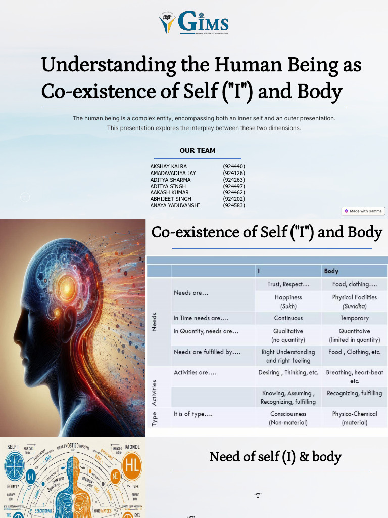 Understanding The Human Being As Co Existence of Self I and Body ...