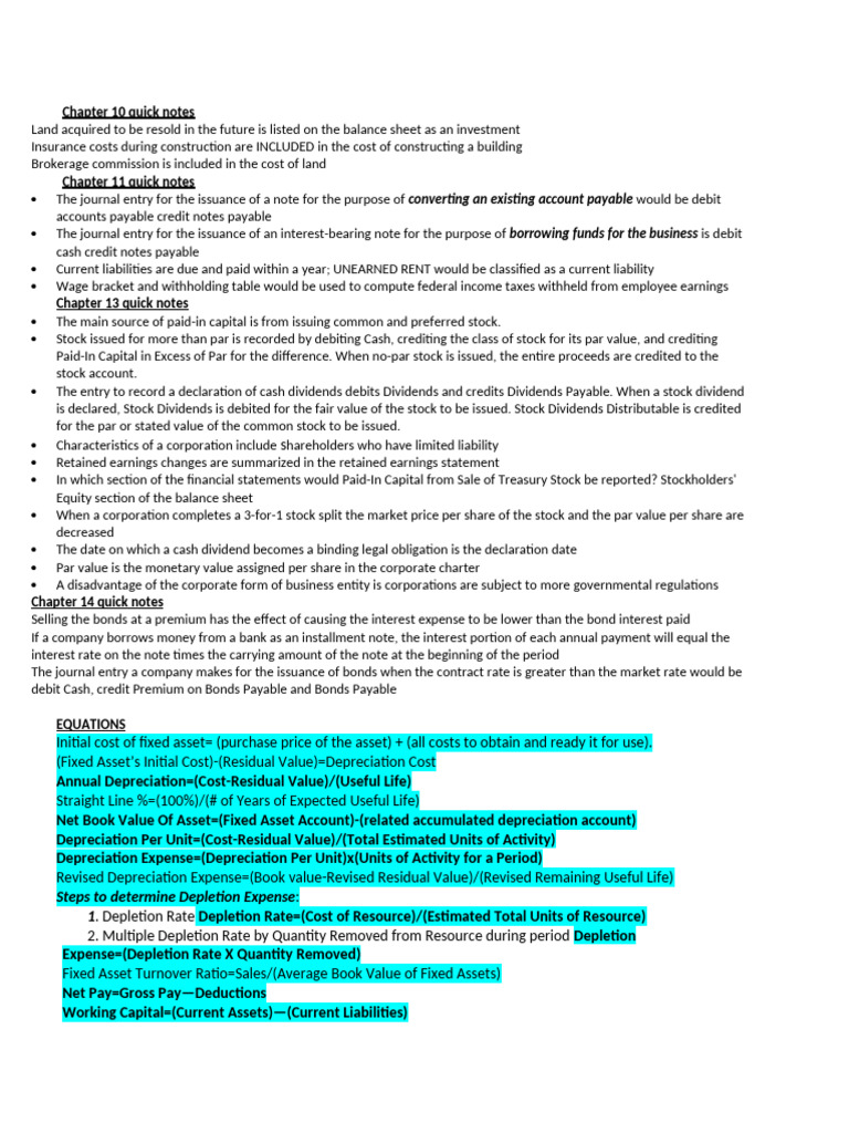 Accounting Outline 10-14 | PDF | Depreciation | Payroll Tax
