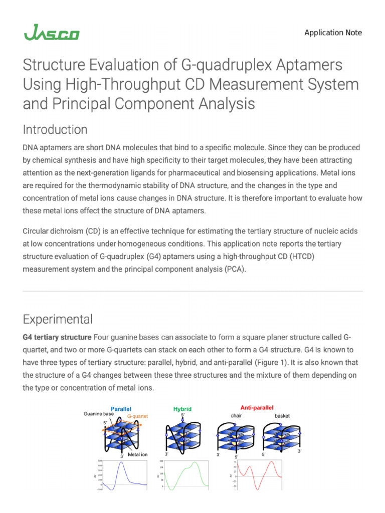 Structure Evaluation of G-Quadruplex Aptamers Using High-Throughput CD Measurement System and ...