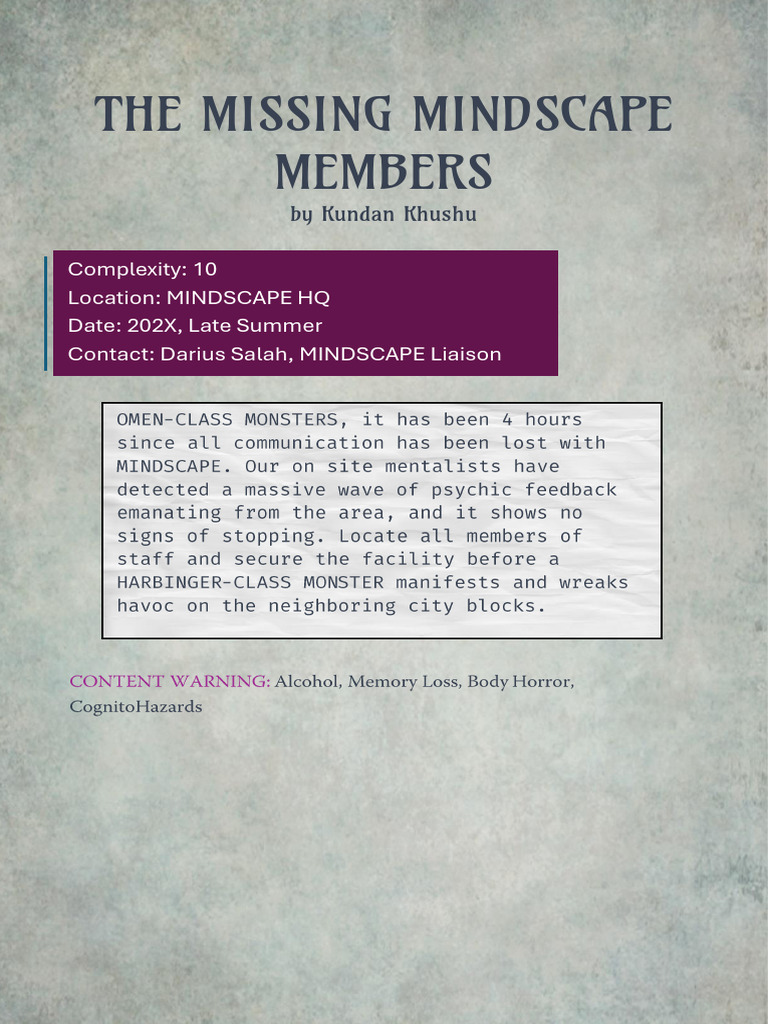 The Missing Mindscape Members | PDF