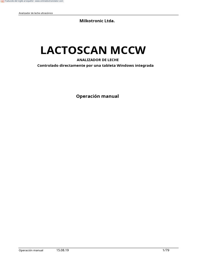 Lactoscan MCCW en - En.es | PDF