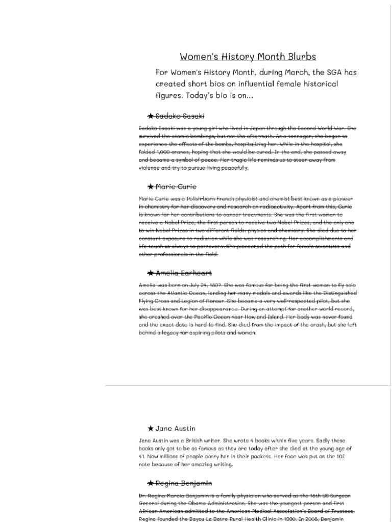 Womens History Month - Google Docs | PDF