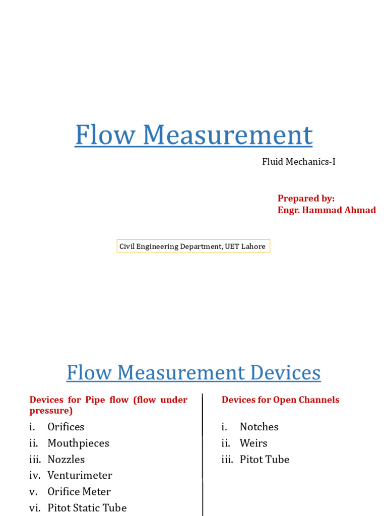 LEC-9 Flow Measurement | PDF