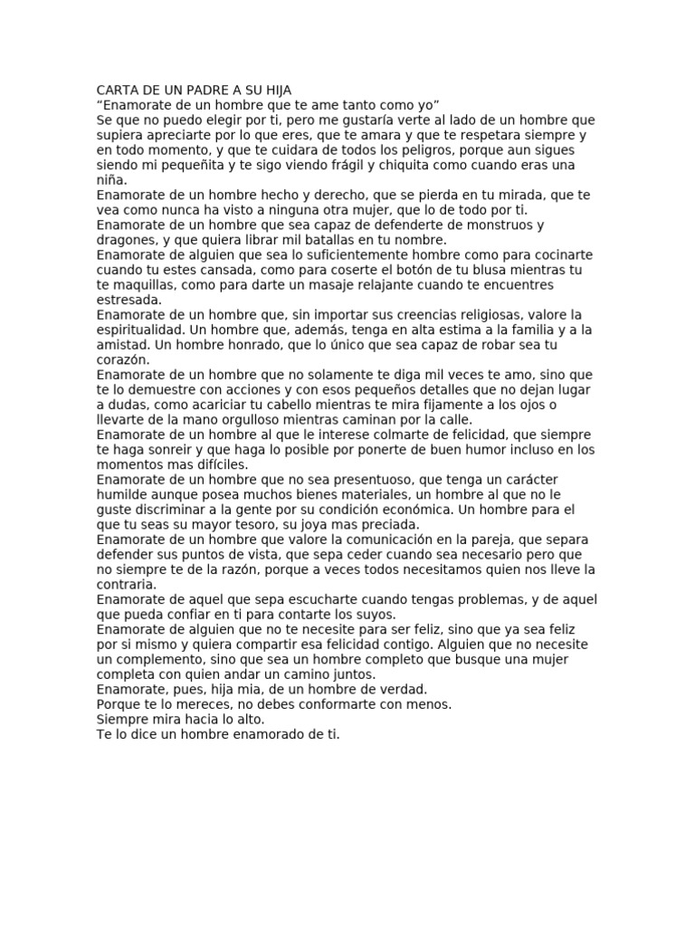 Carta de Un Padre A Su Hija | PDF
