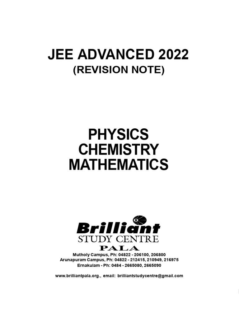 Jee Adv Revision Note | PDF