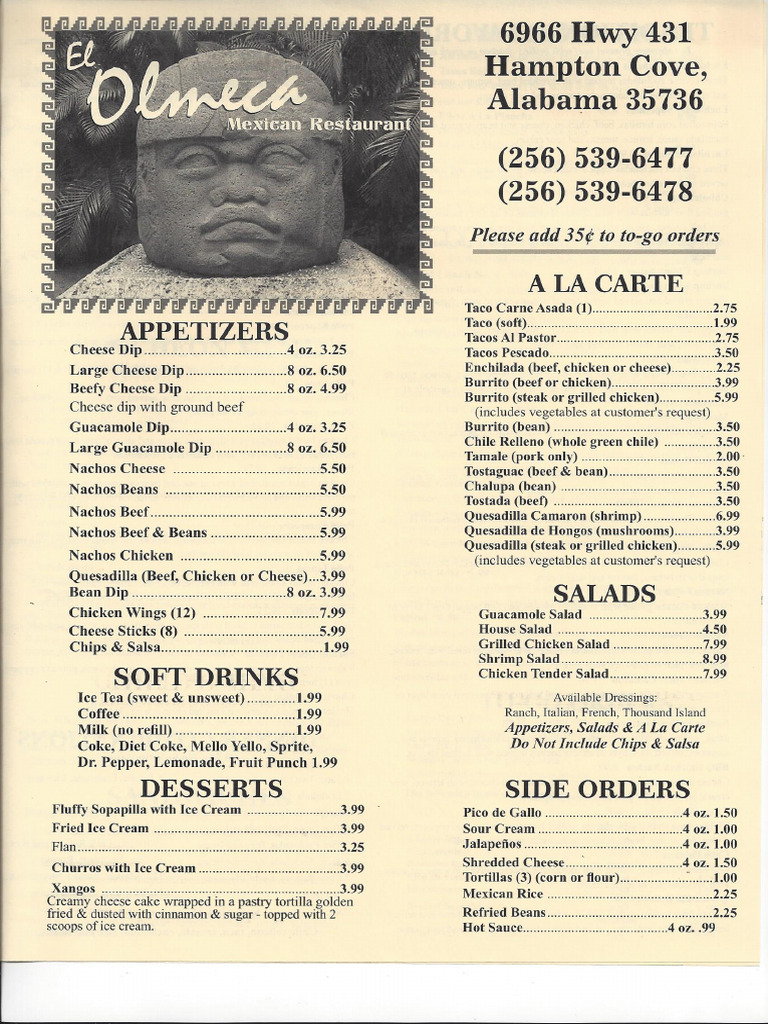 El Olmeca Menu | PDF