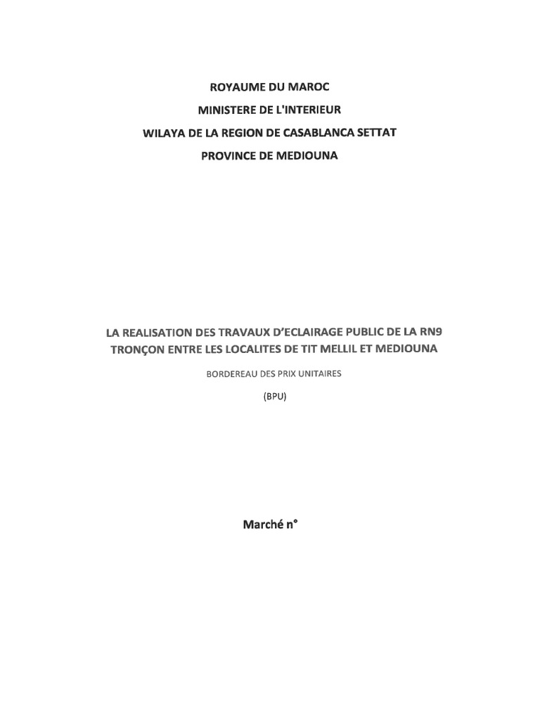 Royaume Du Maroc Ministere L Wilaya Region Settat Province Mediouna | PDF