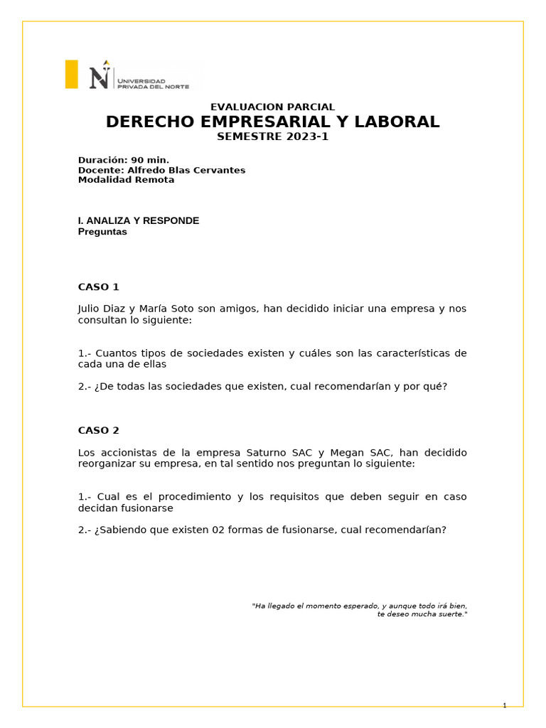 EP - Derecho Empresarial y Laboral | PDF