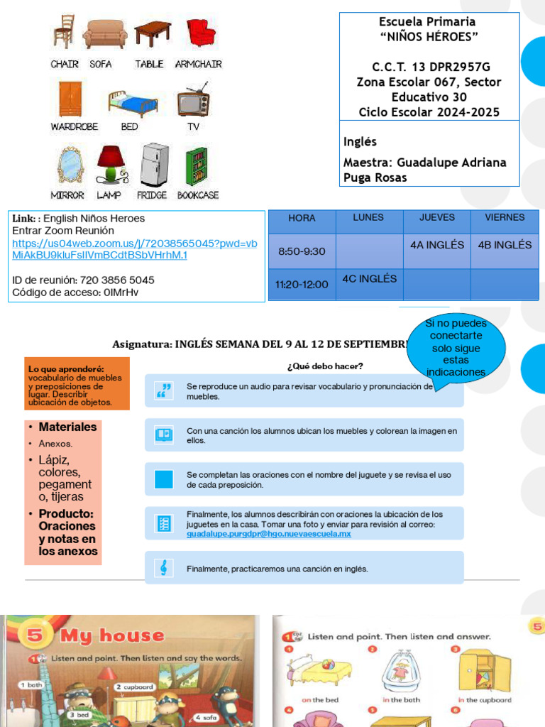 Cuartos Ficha Ingles 9-12 Sept | PDF