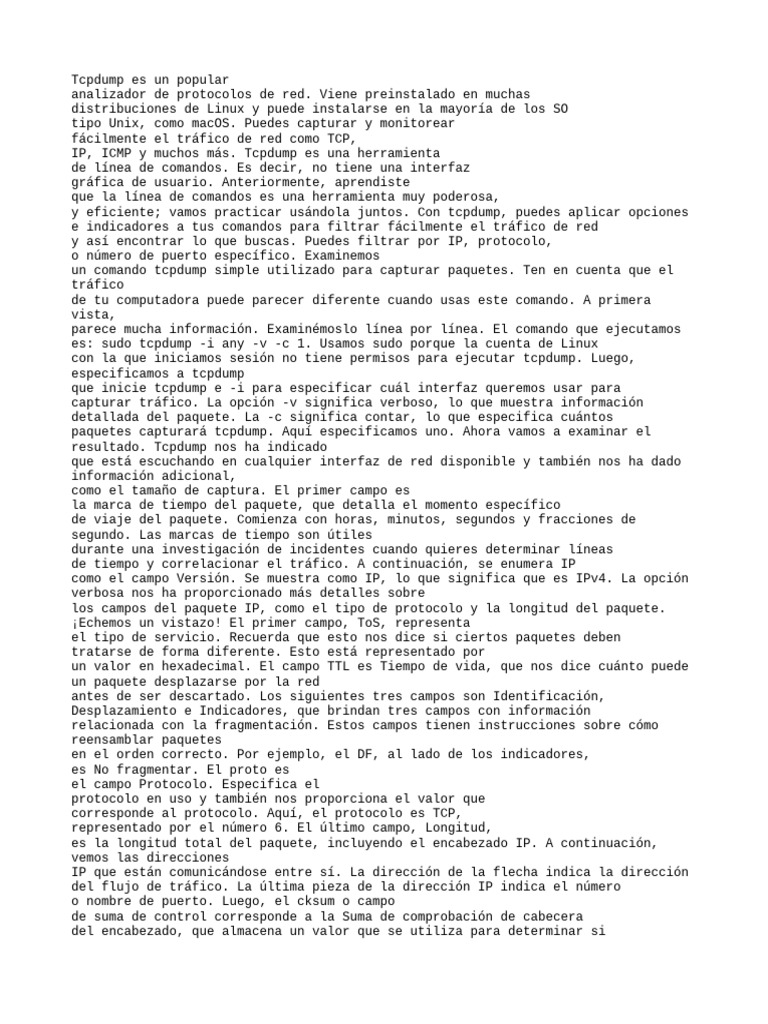 3-3 Capturas de Paquetes Con Tcpdump | PDF | Protocolos de internet ...