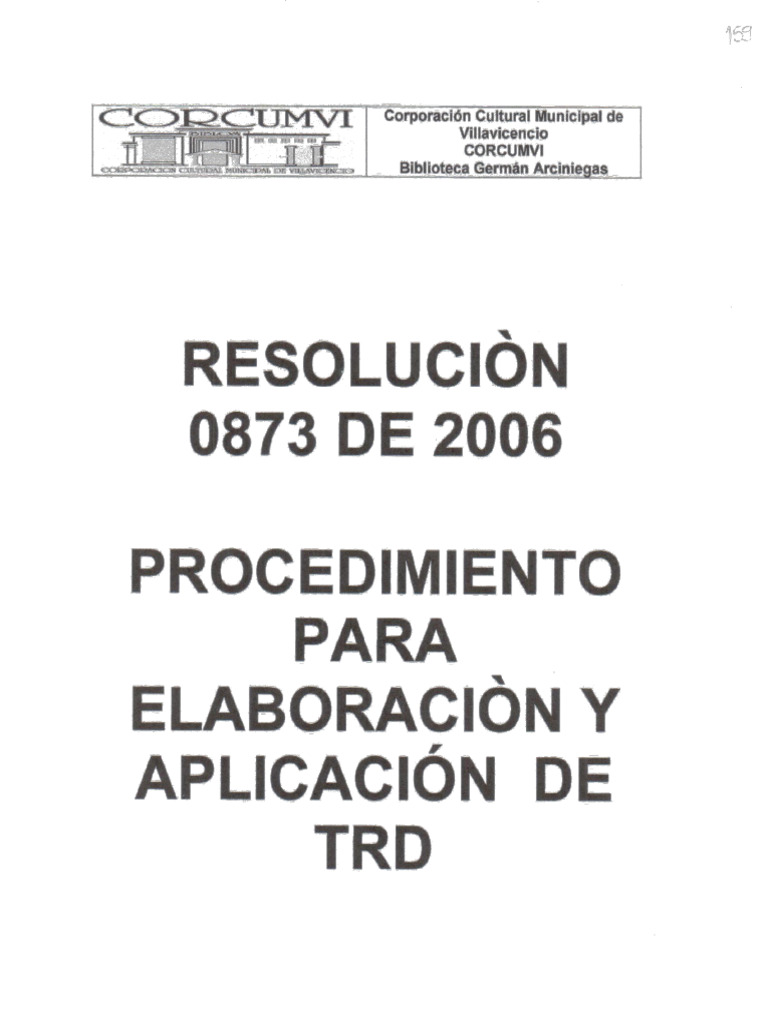 5226 Resolucion 0873 de 2006 Proc Elabora de TRD y Aplicacion | PDF