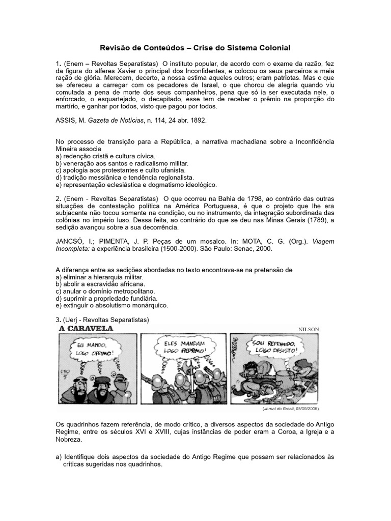 Revis-O de Conte-Dos - Crise Colonial | PDF