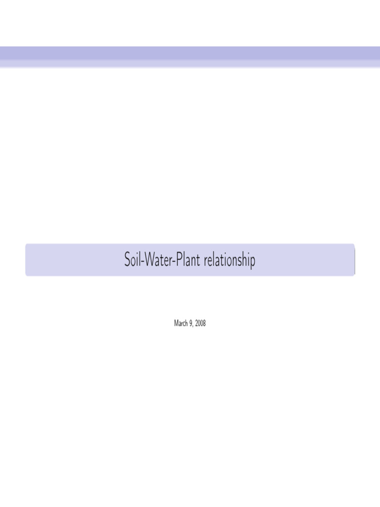 Soil-water-Plant Relationship | PDF