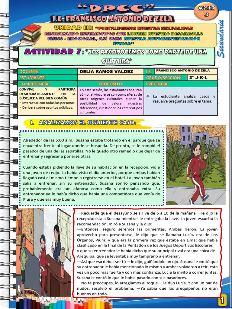 3° DPCC Ficha de Actividad 6 Unid 3 | PDF