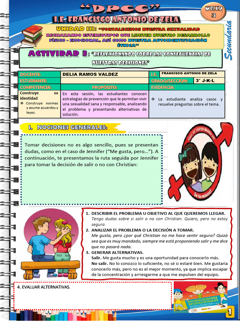 3° DPCC Ficha de Actividad 3 Unid 3 | PDF