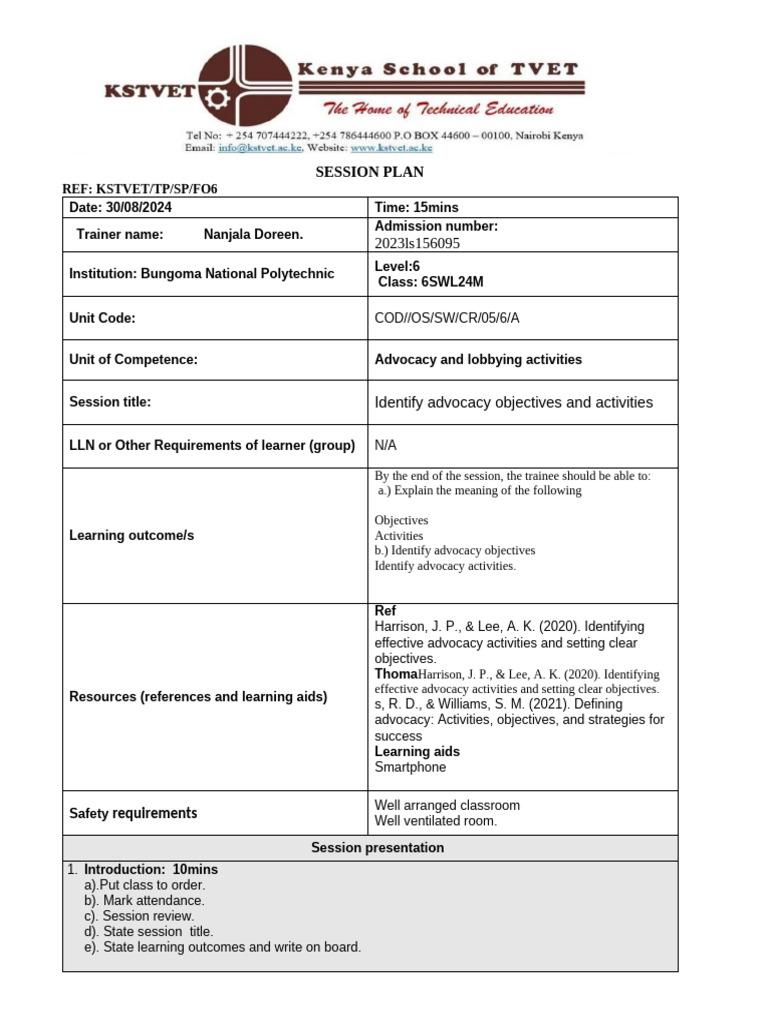 Session Plan | PDF