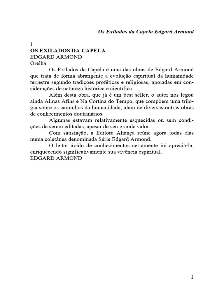 Os Exilados Da Capela Edgard Armond | PDF