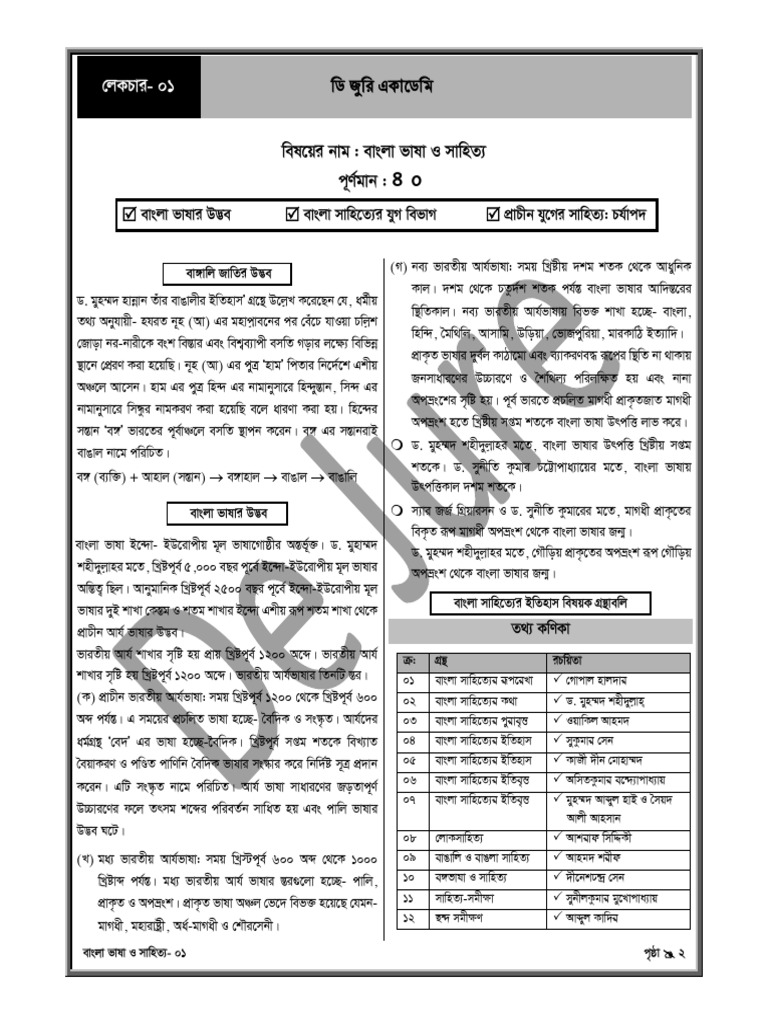 Bangla Lecture 1 | PDF