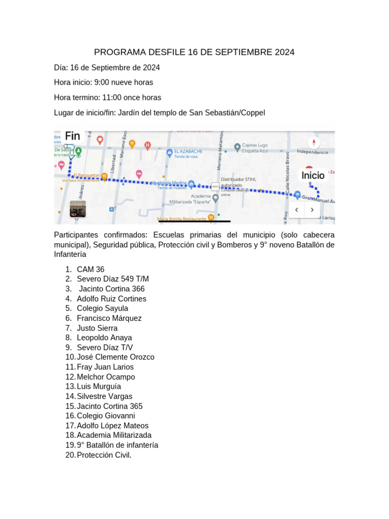 PROGRAMA DESFILE 16 DE SEPTIEMBRE 2024 | PDF