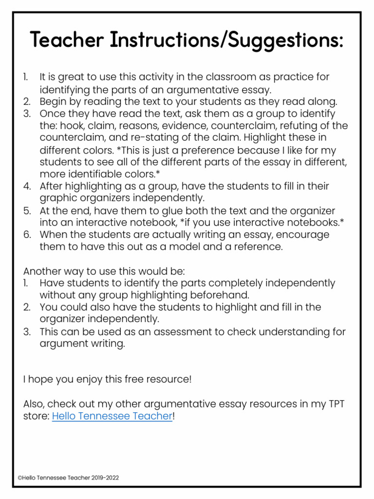 Teacher Instructions/Suggestions | PDF