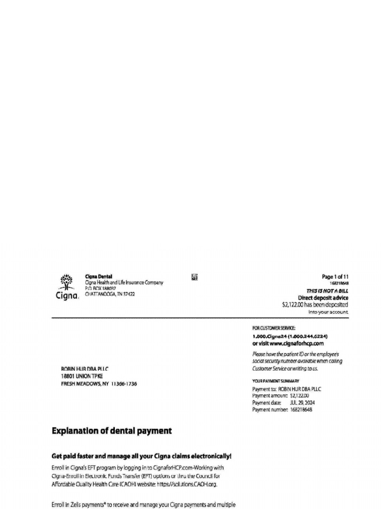 POSTED Cigna EFT#168218648 1888.00 07292024 QPS | PDF