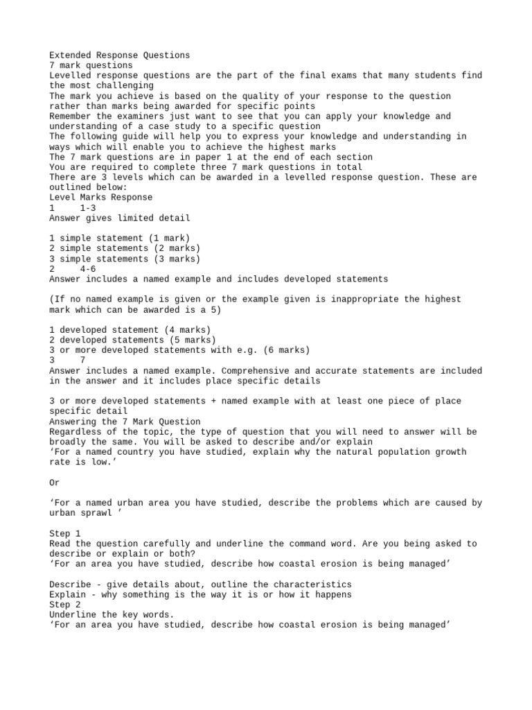 Extended Response Questions | PDF