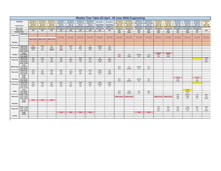 1 NSP Time Table JEE - 030624-090624 | PDF