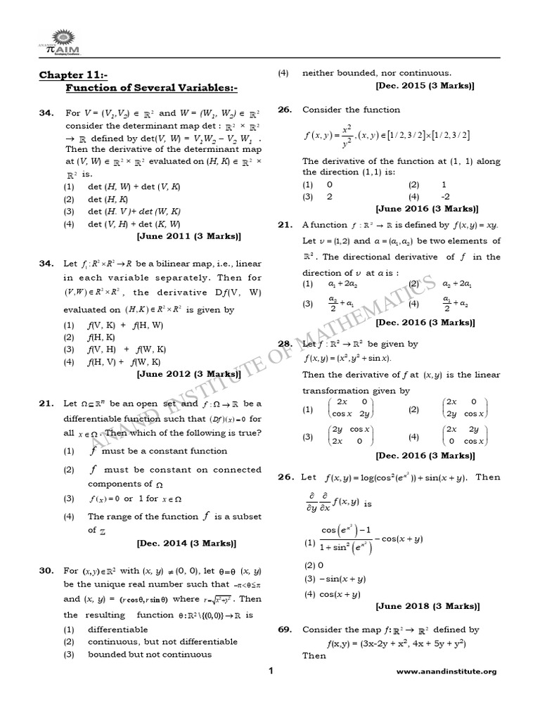 Csir Pyq Real Chapter 11 | PDF | Derivative | Function (Mathematics)