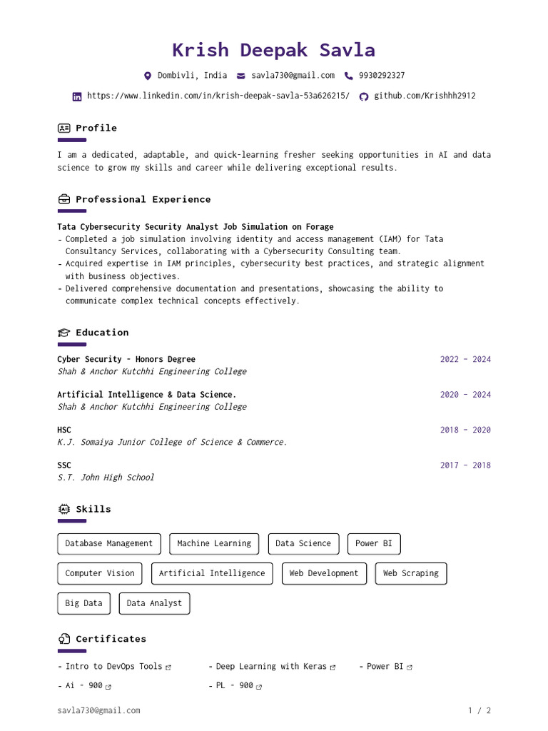 Resume - Data Science | PDF
