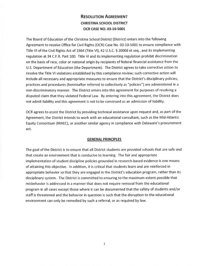 U.S. Department of Education Finds Discrimination in The Christina ...