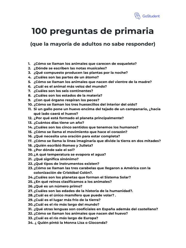 100 Preguntas Divertidas para Niños | PDF | Tierra | Humano