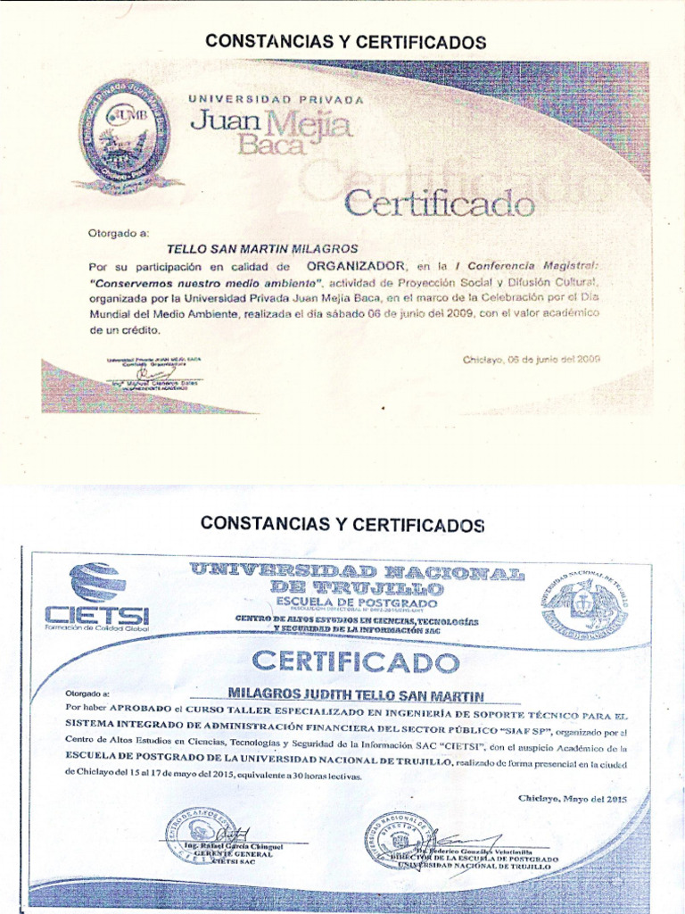 Constancias y Certificados | PDF