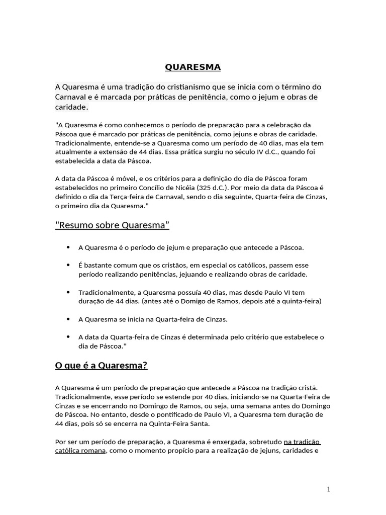 QUARESMA | PDF