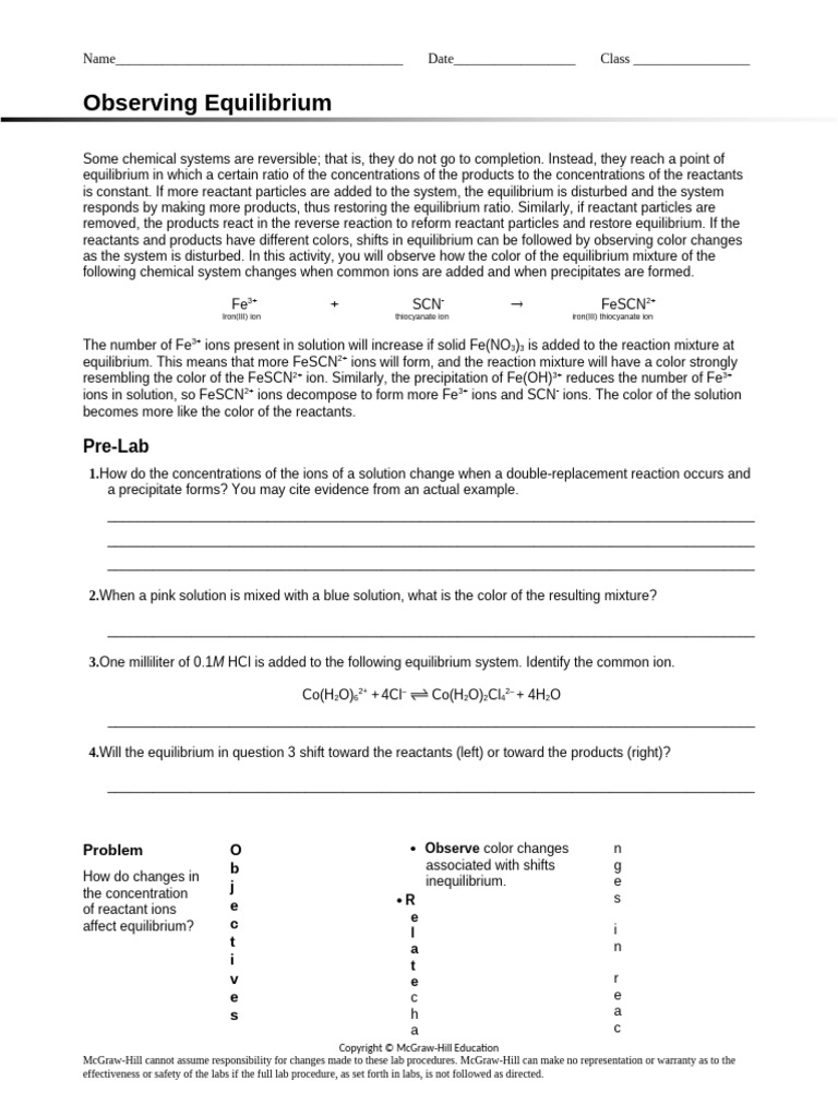 Equilibrium Lab | PDF