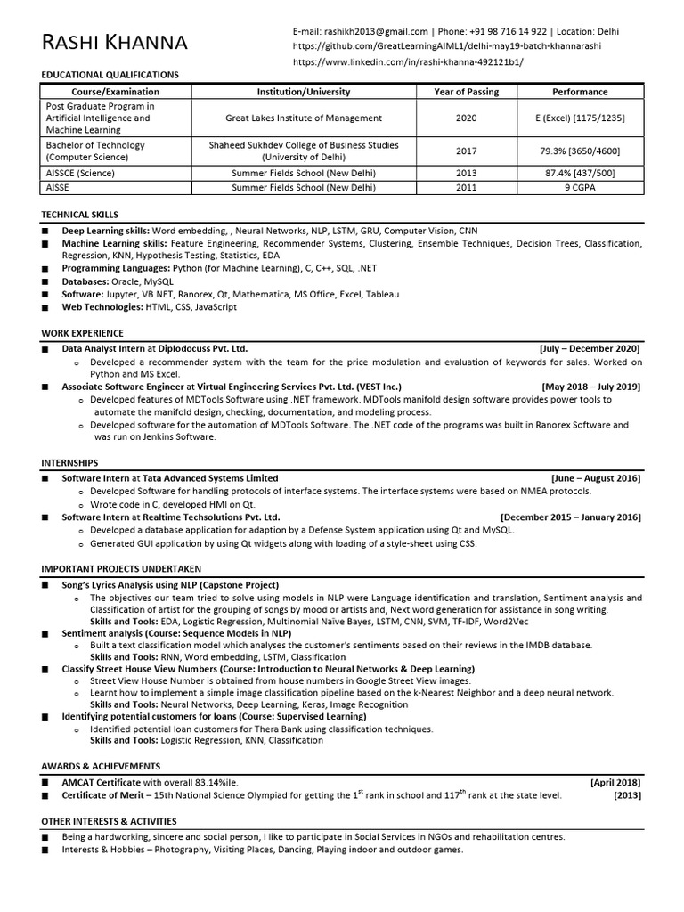 Rashi Khanna - Resume - 2021 | PDF
