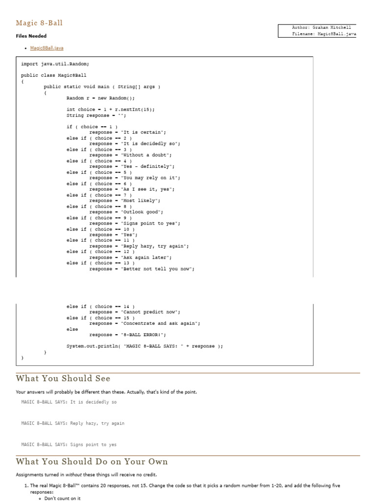 Magic 8-Ball | PDF | Computer Programming | Software Engineering