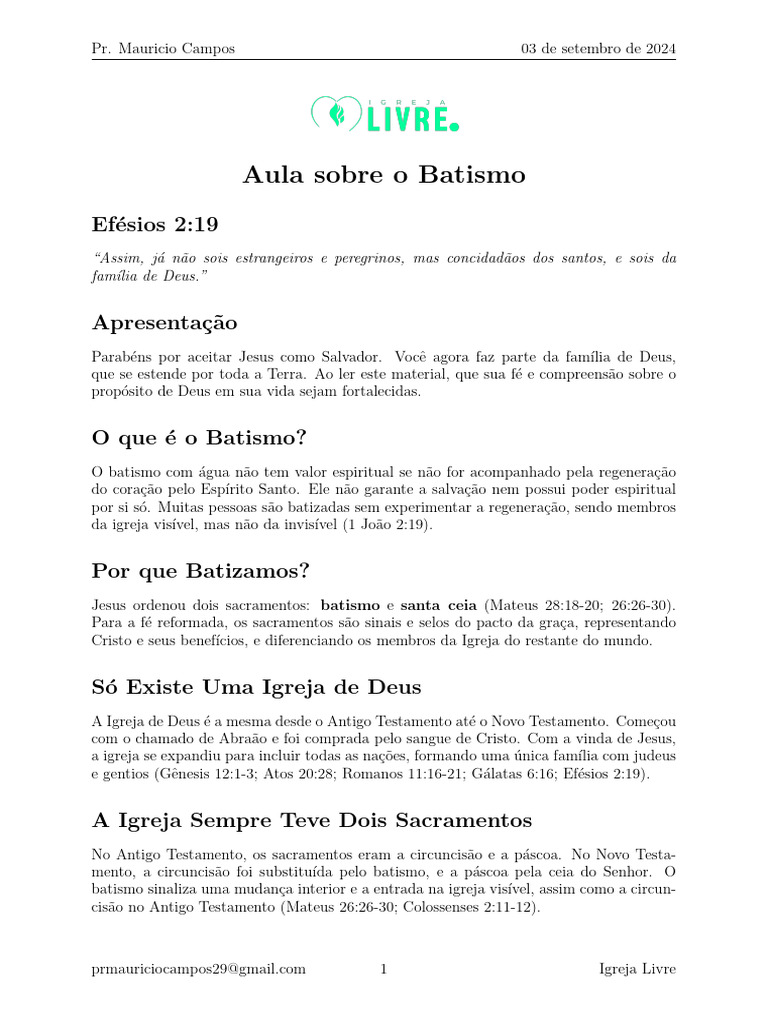 Apostila de Batismo Resumida | PDF