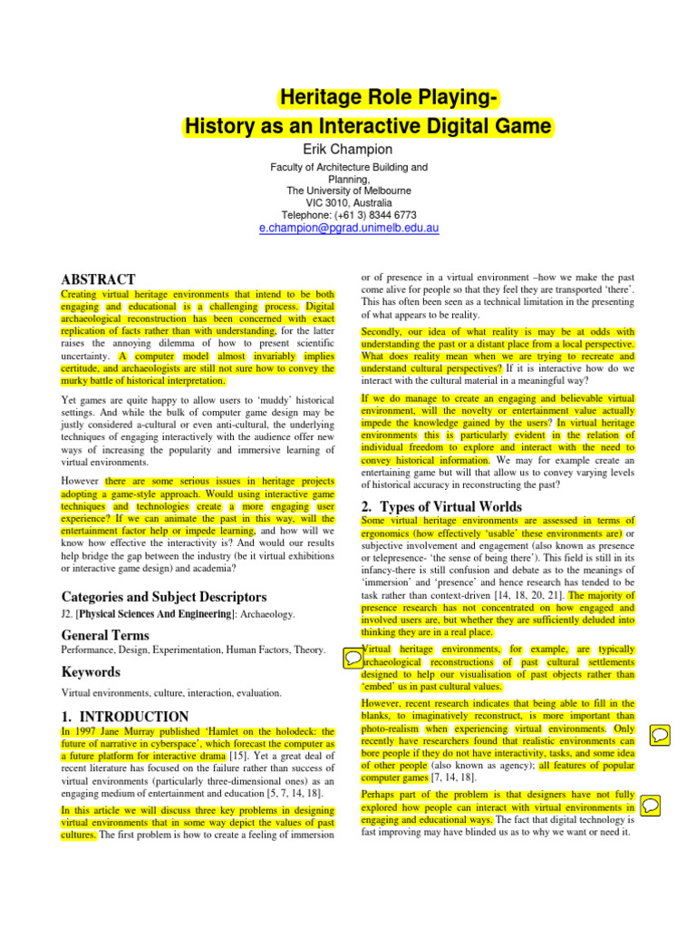 Champion, Erik - Heritage Role Playing. History As An Interactve ...
