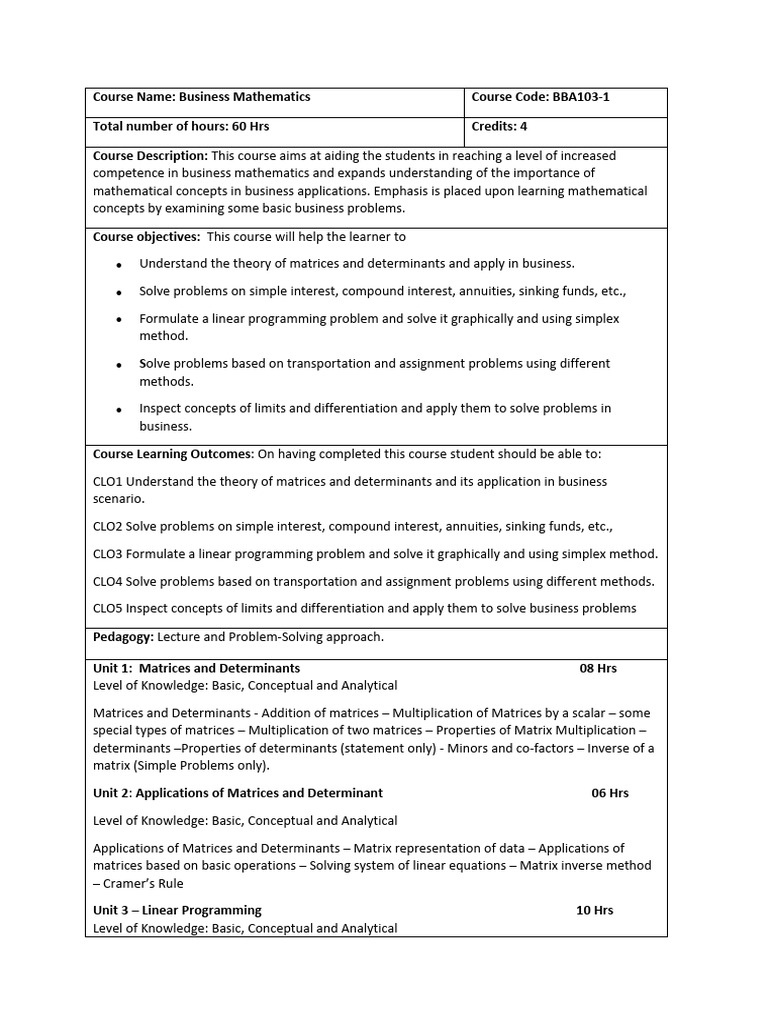 BM Syllabus | PDF