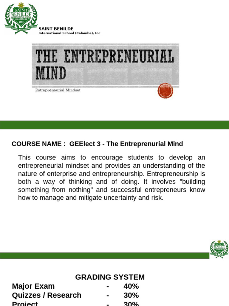 Entrep Mind Lesson 1 | PDF | Career & Growth