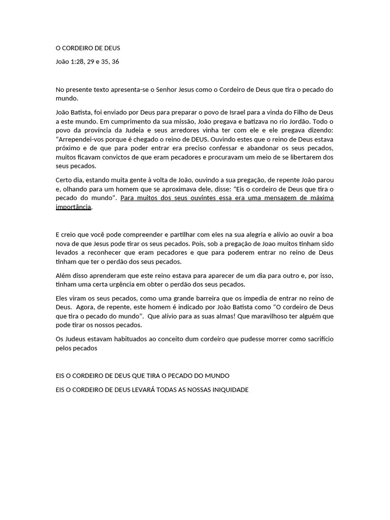 O Cordeiro de Deus | PDF