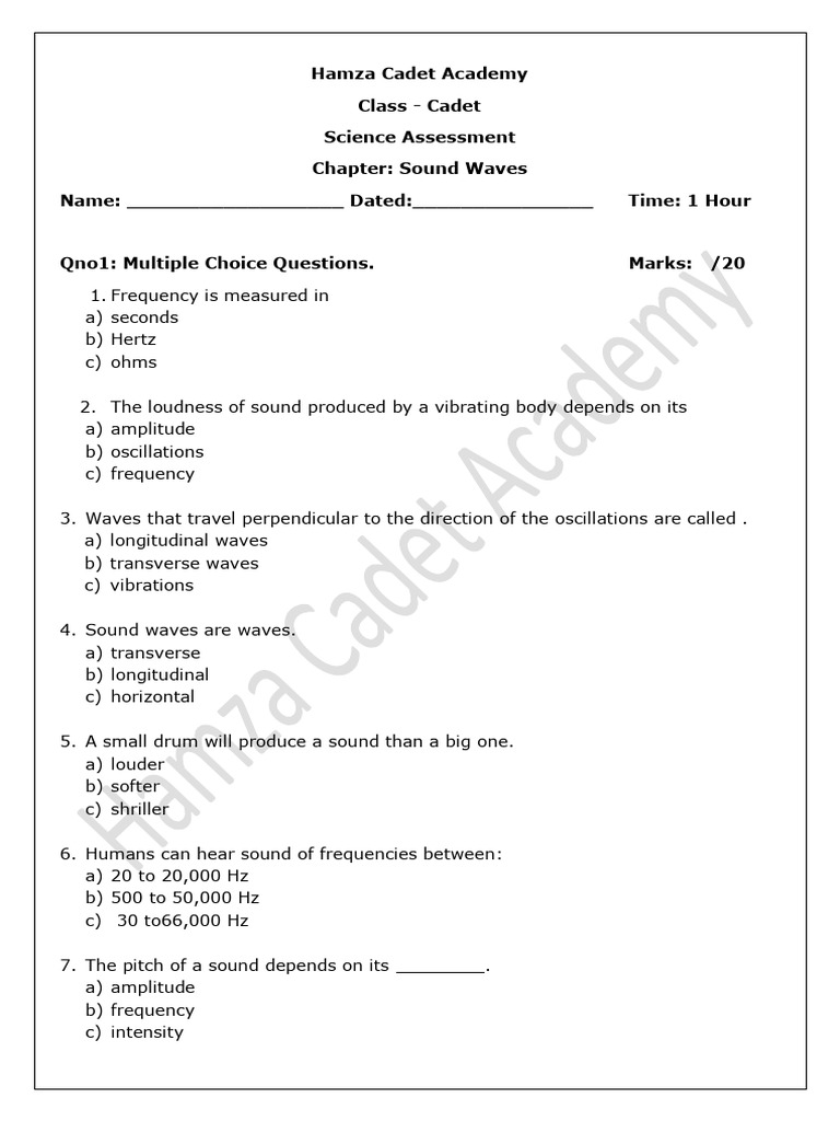 Sound Waves Assessment | PDF