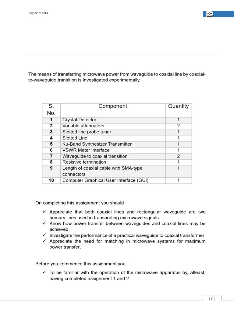 Lab No. 15 AV335 Waveguide To Coaxial Transitions | PDF
