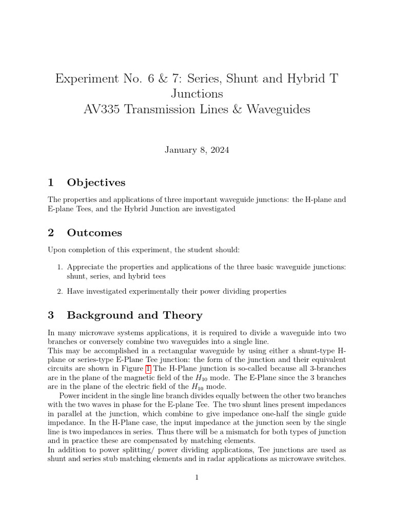 Lab No. 6 & 7 - AV335 Series, Shunt and Hybrid T | PDF