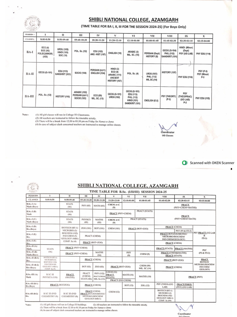 time-table-final-2024-25 (1) | PDF