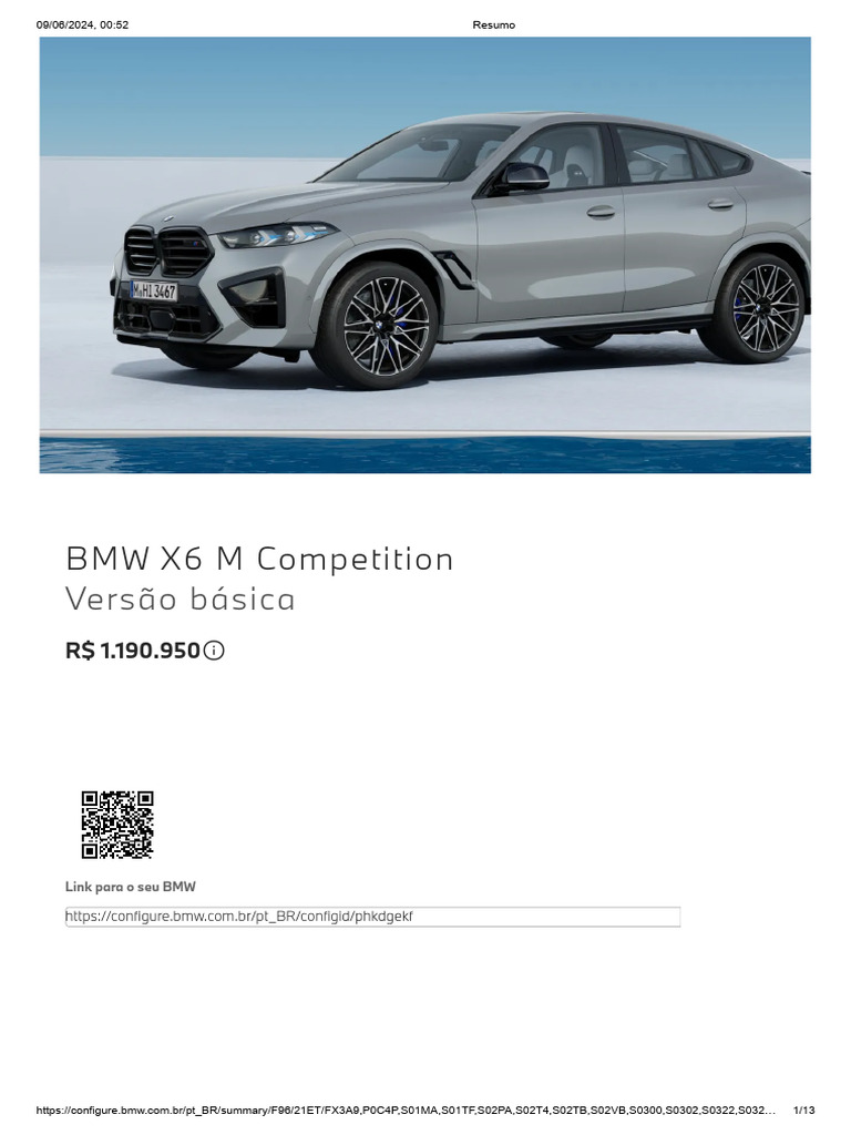 Resumo BMW X6 COMPETITION | PDF
